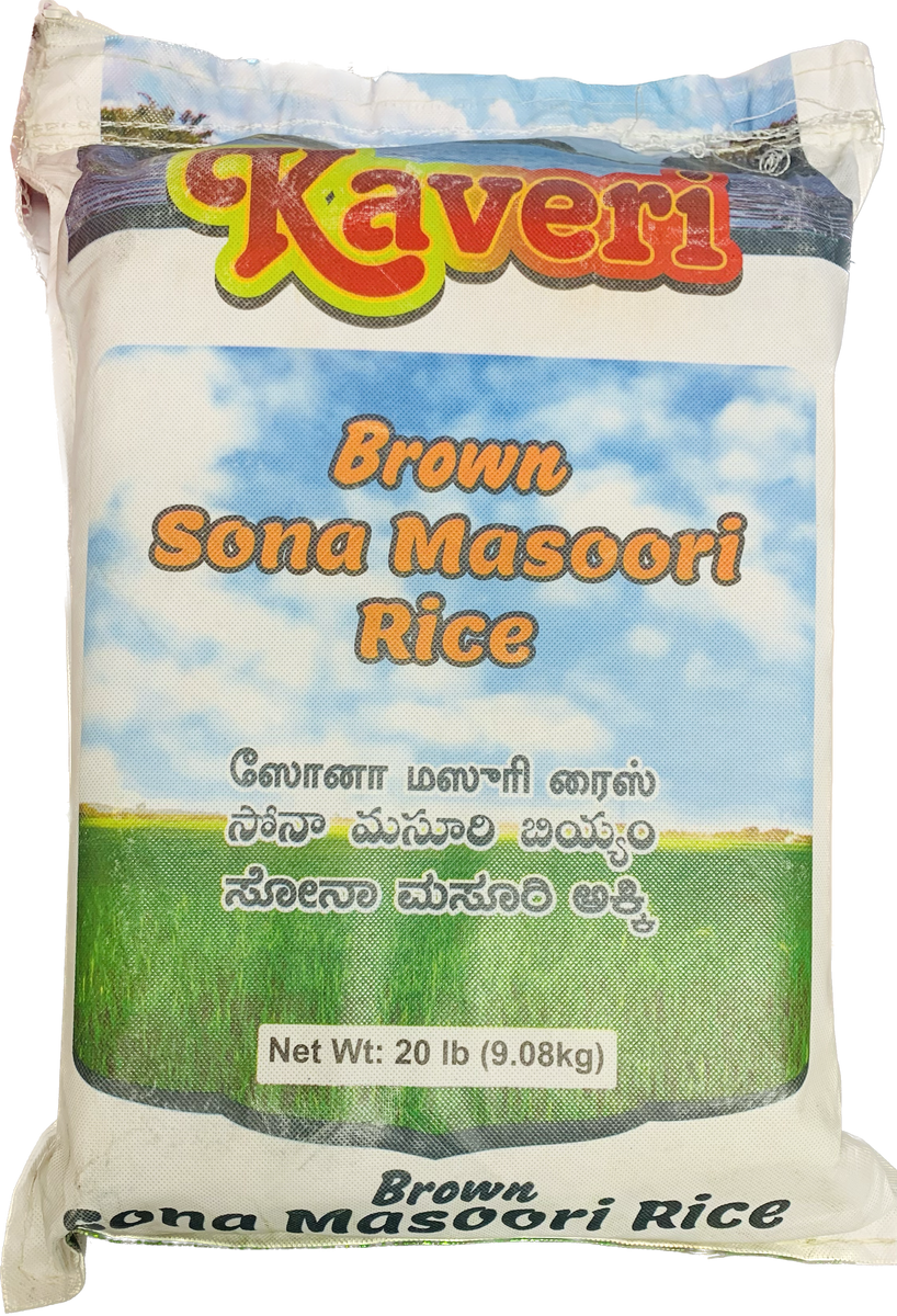 Kaveri Brown Sona Masoori Rice 20 lb – Maurya Grocery